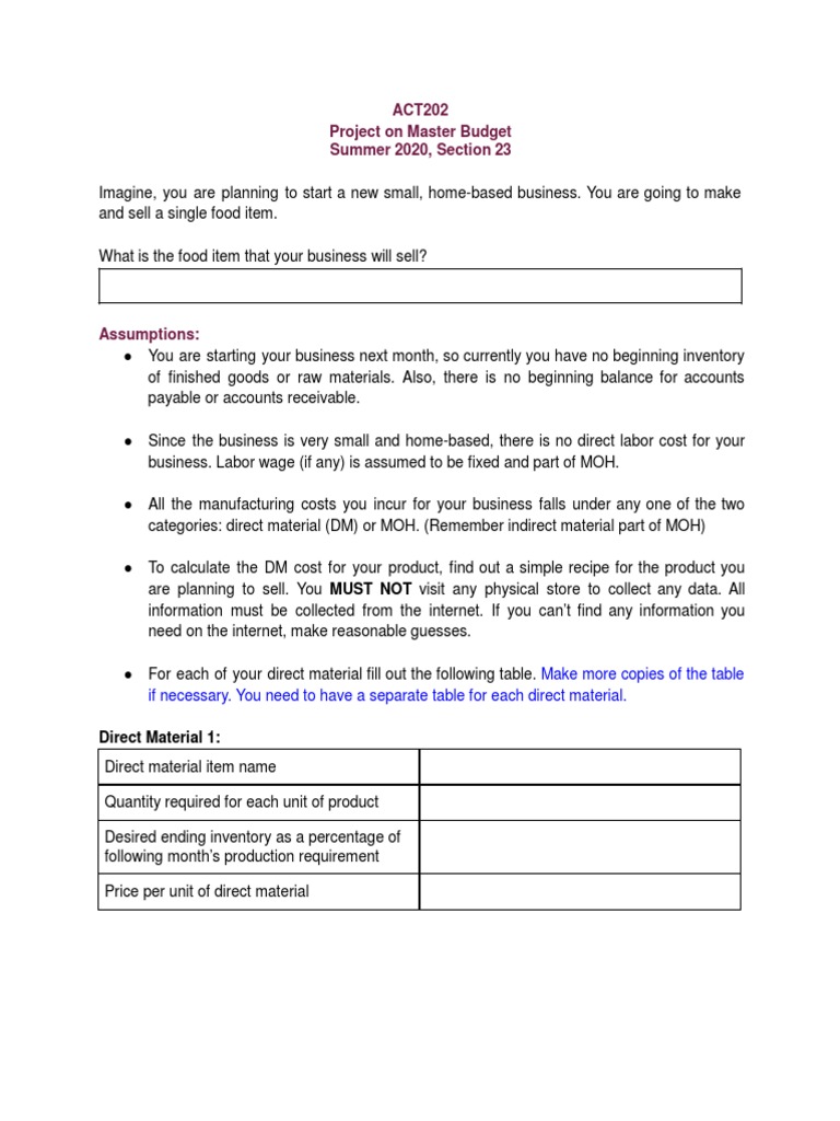 Master Budget Preparation Guide | PDF | Depreciation | Inventory