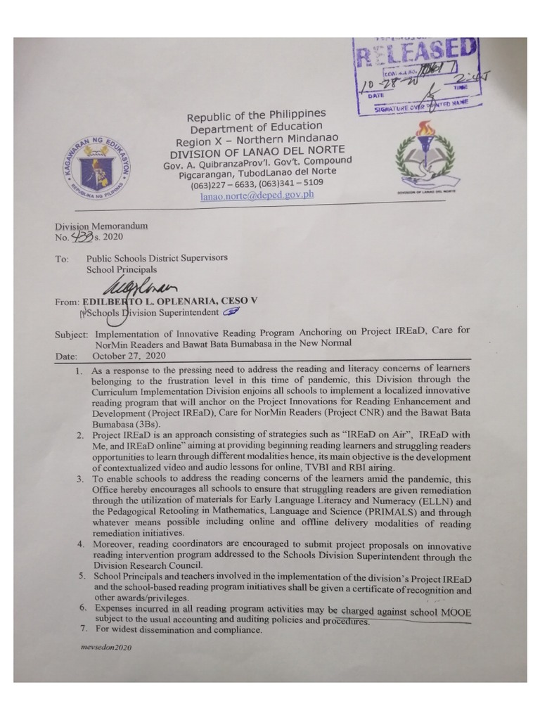 Implementation of Innovative Reading Program Anchoring On Project Iread ...