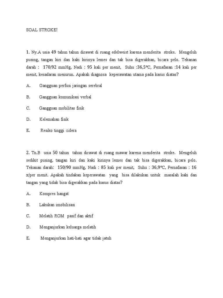 Soal Stroke (Kel Stroke) | PDF | Pengembangan Diri