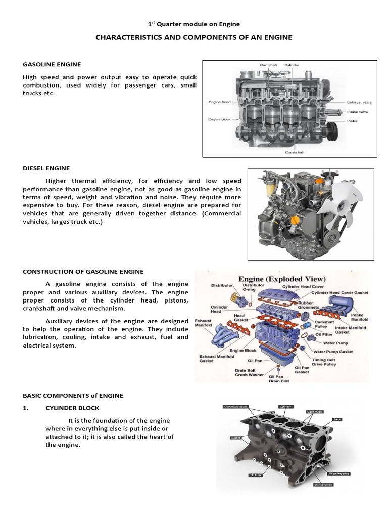 Characteristics and Components of An Engine | PDF | Engines | Piston