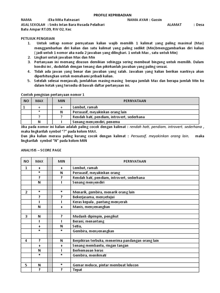Instrumen Tes Kepribadian Pdf