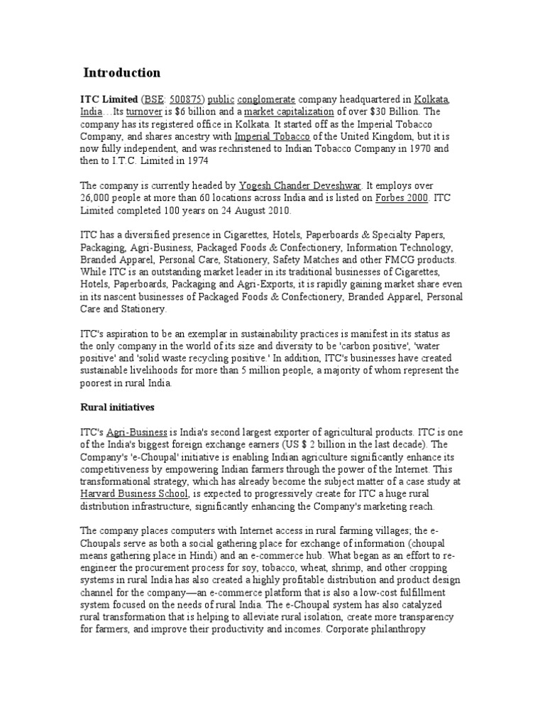 Introduction To Itc | Download Free PDF | Economies | Business