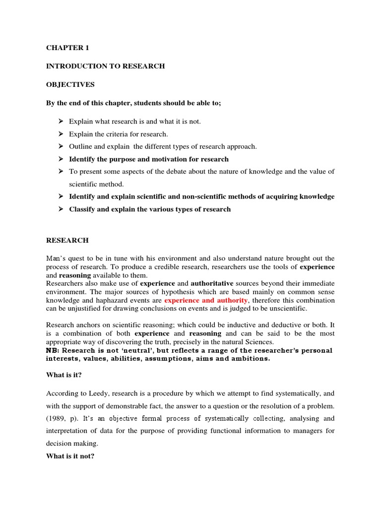 Introduction To Research Objectives by The End of This Chapter ...