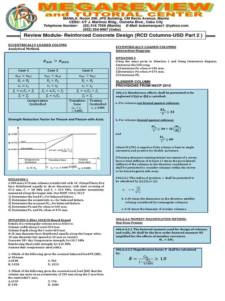 Review Module-Reinforced Concrete Design (RCD Columns-USD Part 2) | Download Free PDF | Column ...