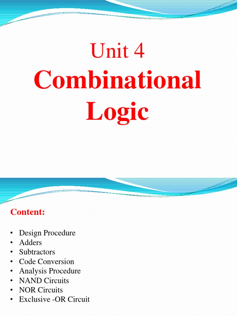 Chapter 4 Combinational Logic | PDF | Logic Gate | Subtraction