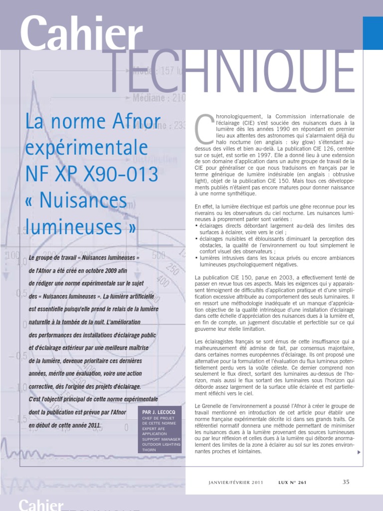Cahier Technique NF XP X90-013 | PDF | Lumière | Éclairage