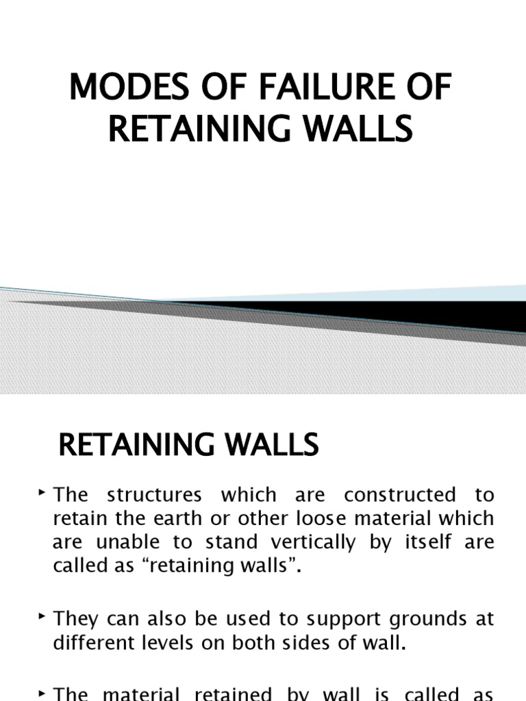 Retaining Wall Failure Modes Explained | PDF | Civil Engineering ...