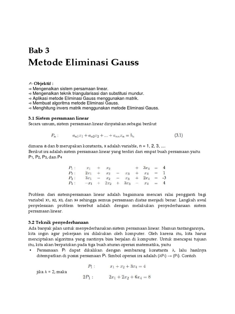 Materi 9 - Metode Eliminasi Gauss | PDF