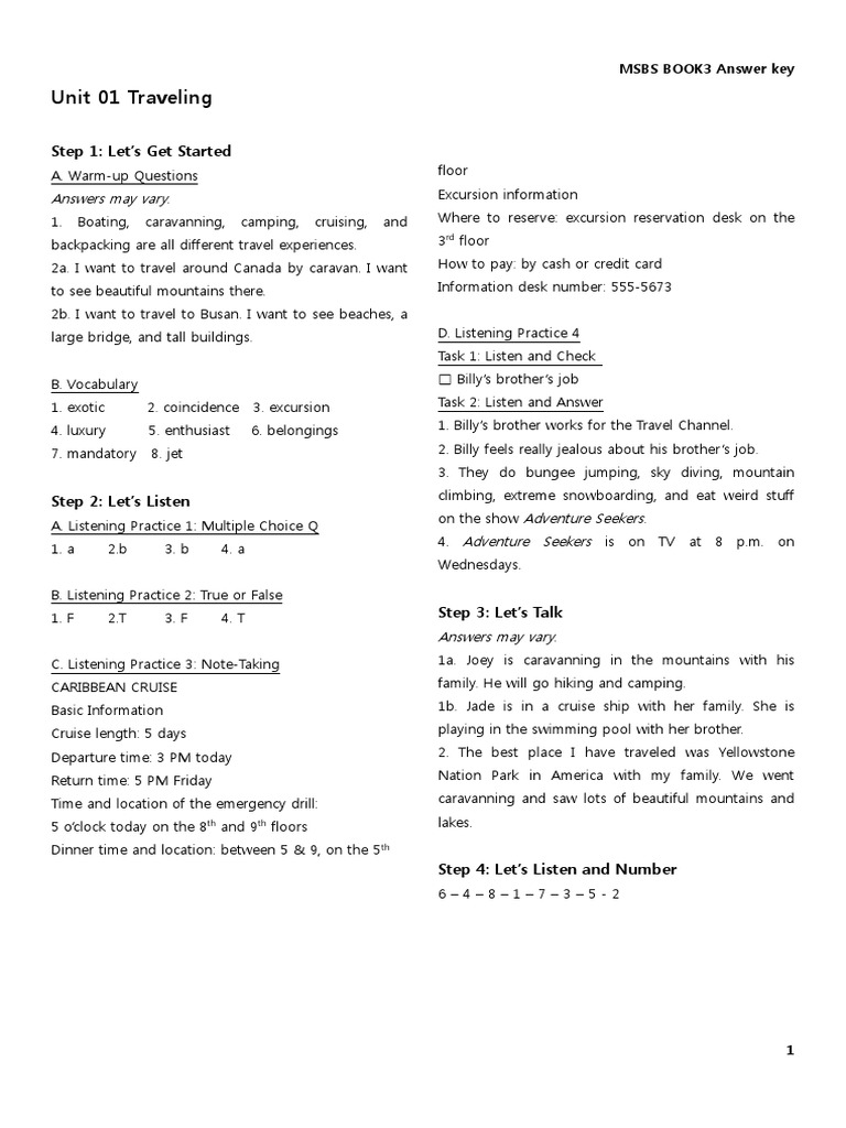 Unit 01 Traveling: Step 1: Let's Get Started | PDF | Taekwondo ...