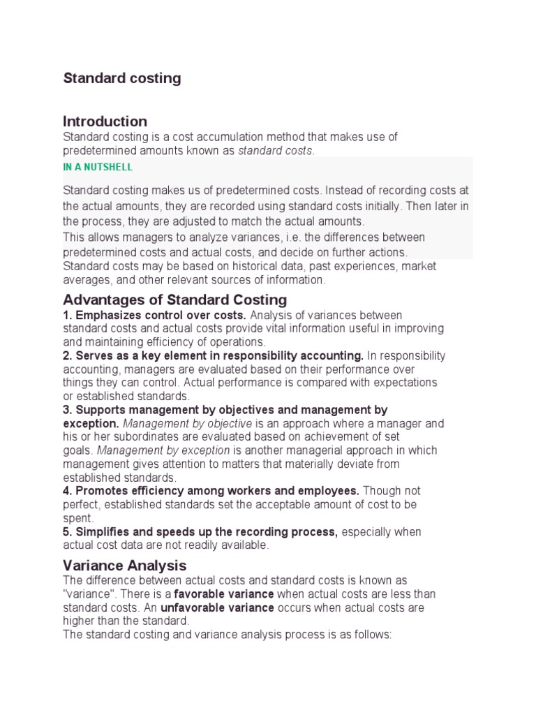 Standard Costing and Variance Analysis | PDF | Cost | Labour Economics