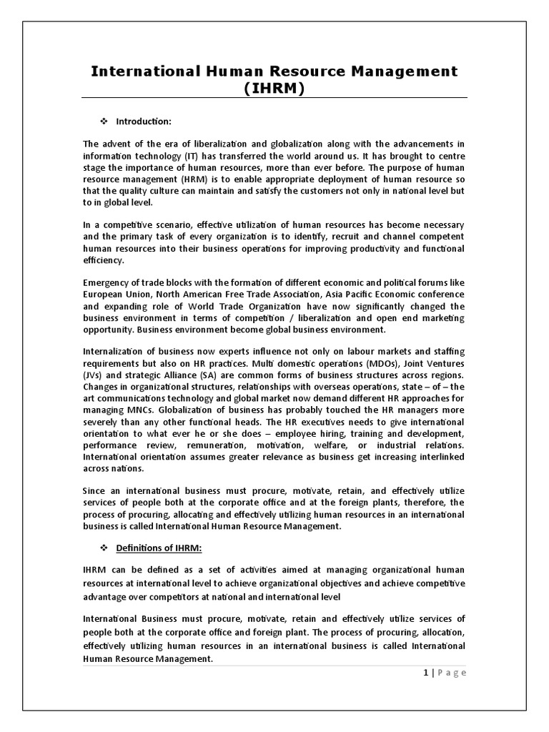 International Human Resource Management | Download Free PDF | Human ...