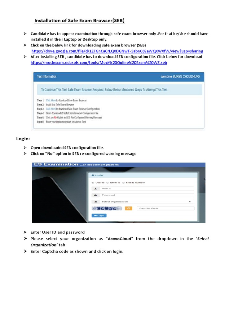 Guidelines For Students (SEB-MCQ) | PDF | Test (Assessment) | Password