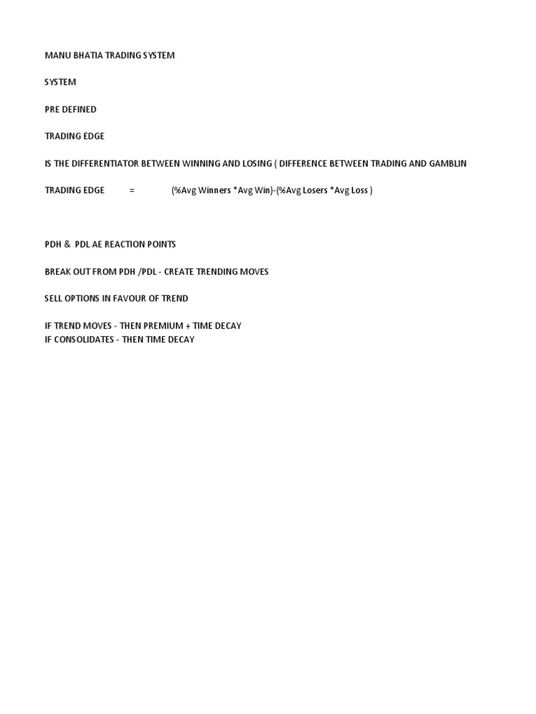 Manu Bhatia's 20-Minute Trading System | PDF