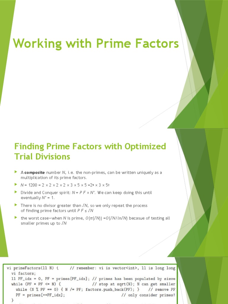 Working With Prime Factors | PDF | Numbers | Elementary Mathematics