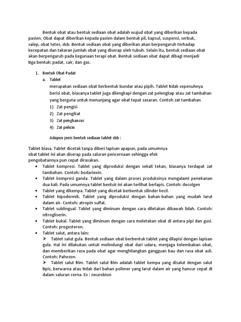 Bentuk Obat | PDF