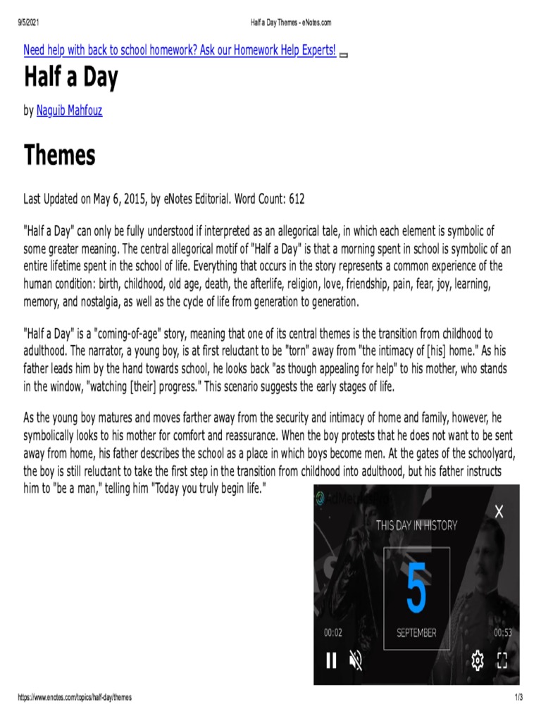 Half A Day Themes - Enotes | PDF