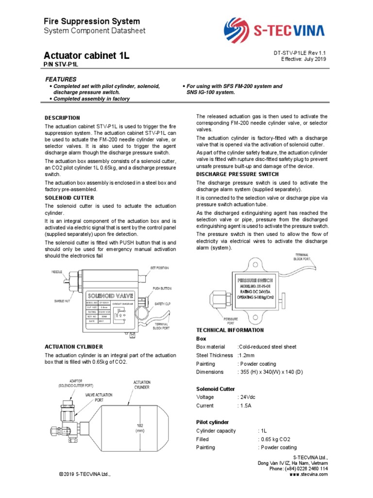 SFS FM 200 Fire Suppression System Actuator Cabinet 1L | PDF | Switch ...