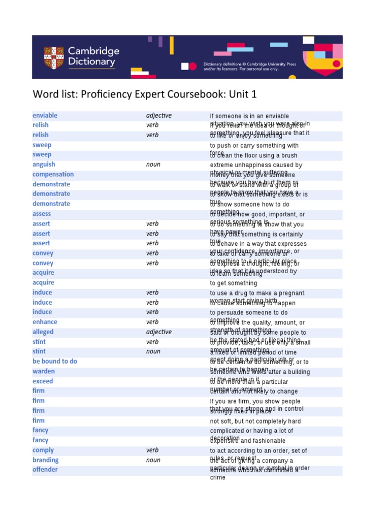 Proficiency Expert Coursebook - Unit 1 | PDF | Verb | Adjective
