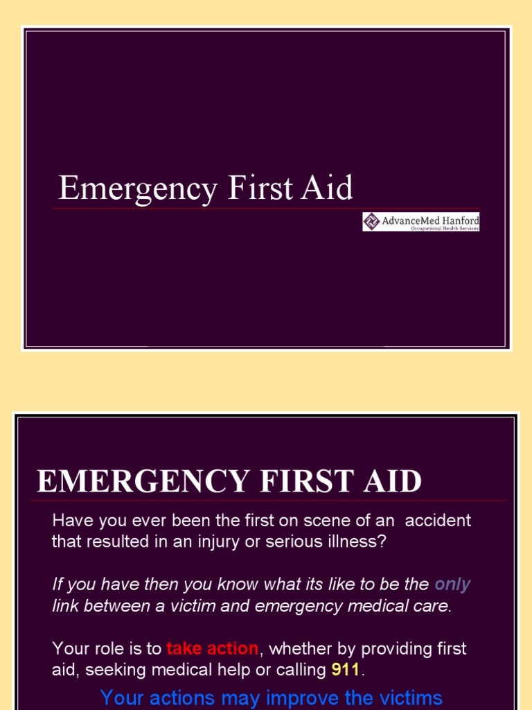 Emergency First Aid | PDF | Clinical Medicine | Medical Specialties