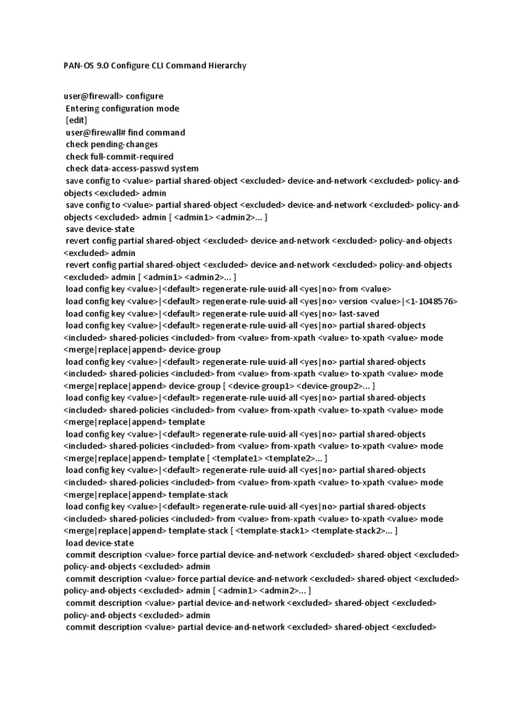 PAN Command Line Hierarchy | PDF | Command Line Interface | Networking Standards
