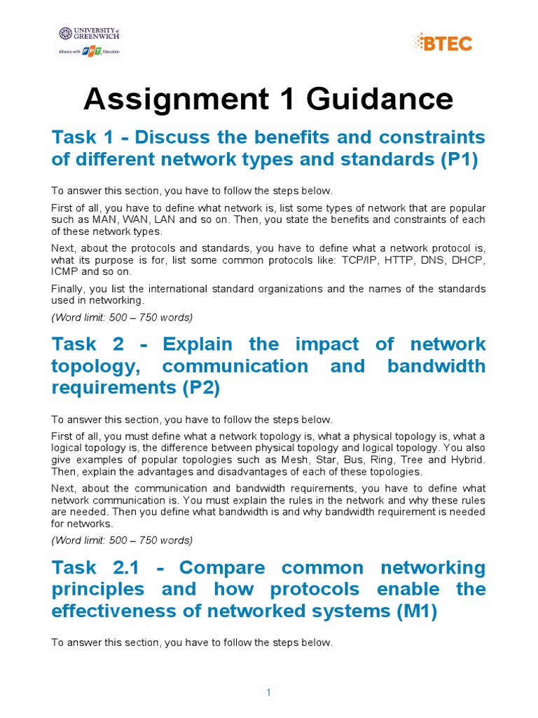 1 - Unit 2 - Assignment 1 Guidance | PDF | Computer Network | Network Topology
