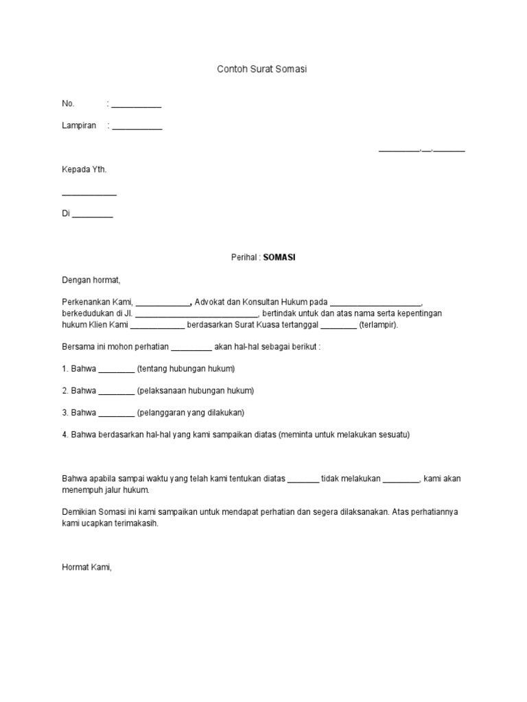 Contoh Surat Somasi | PDF
