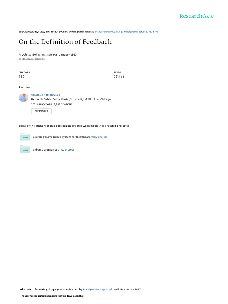 Ramaprasad's Feedback Definition Analysis | PDF | Level Of Measurement ...
