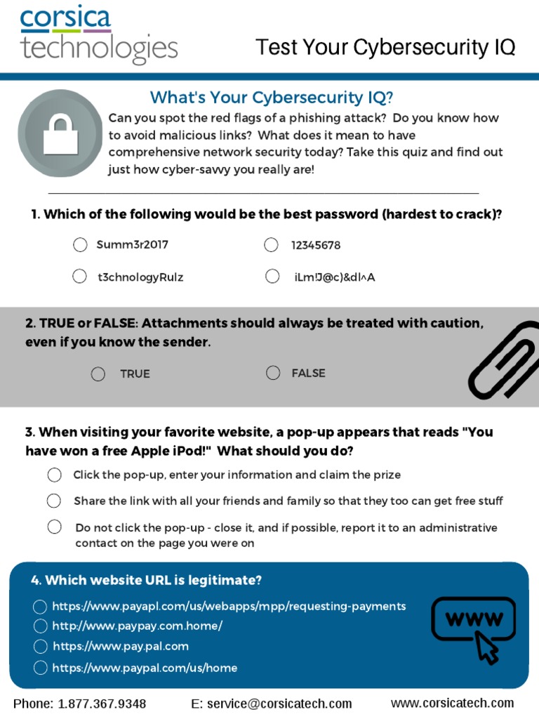 Cybersecurity IQ Quiz for Employees | PDF | Security | Computer Security