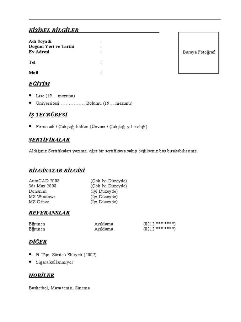 Bos CV Formu 1 | PDF