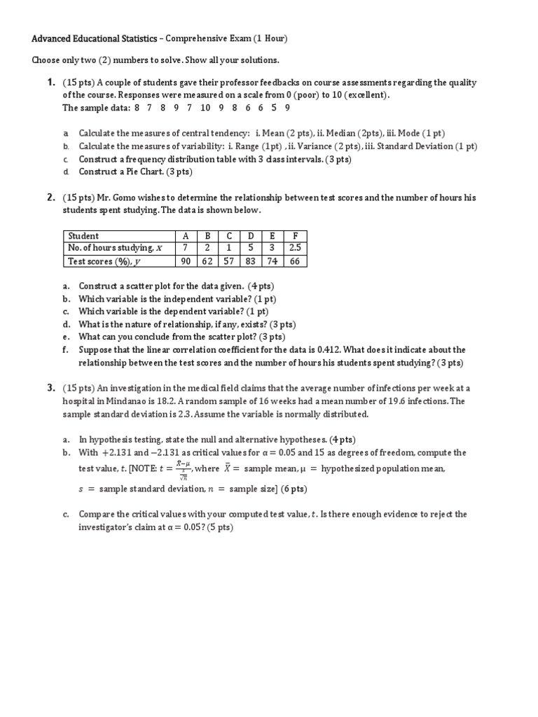 Advanced Statistics | PDF | Statistics | Mean