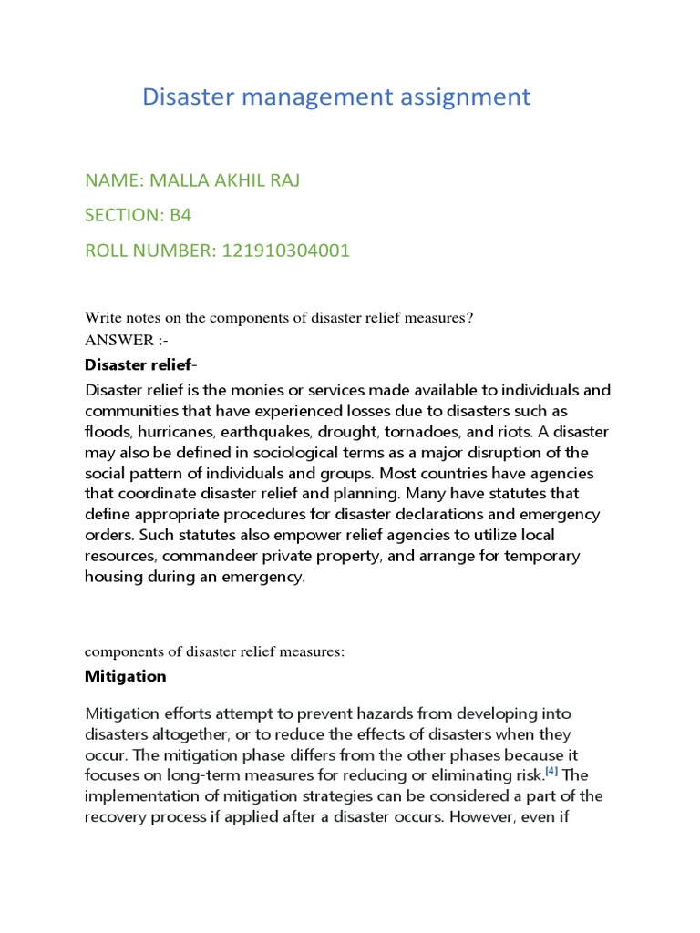 Disaster Management Assignment | PDF | Emergency Management | Emergency