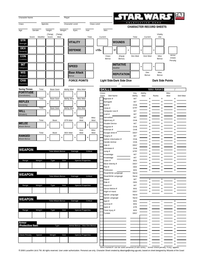 Character Sheet D20 | PDF