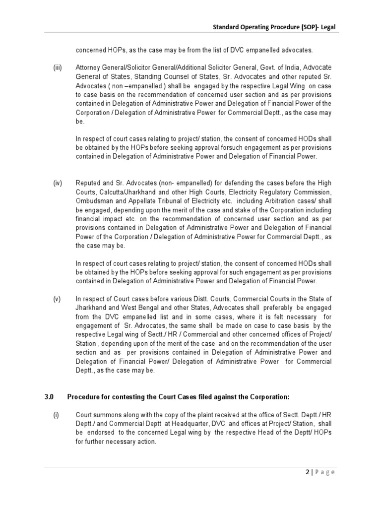 Standard Operating Procedure (SOP) - Legal | Download Free PDF ...