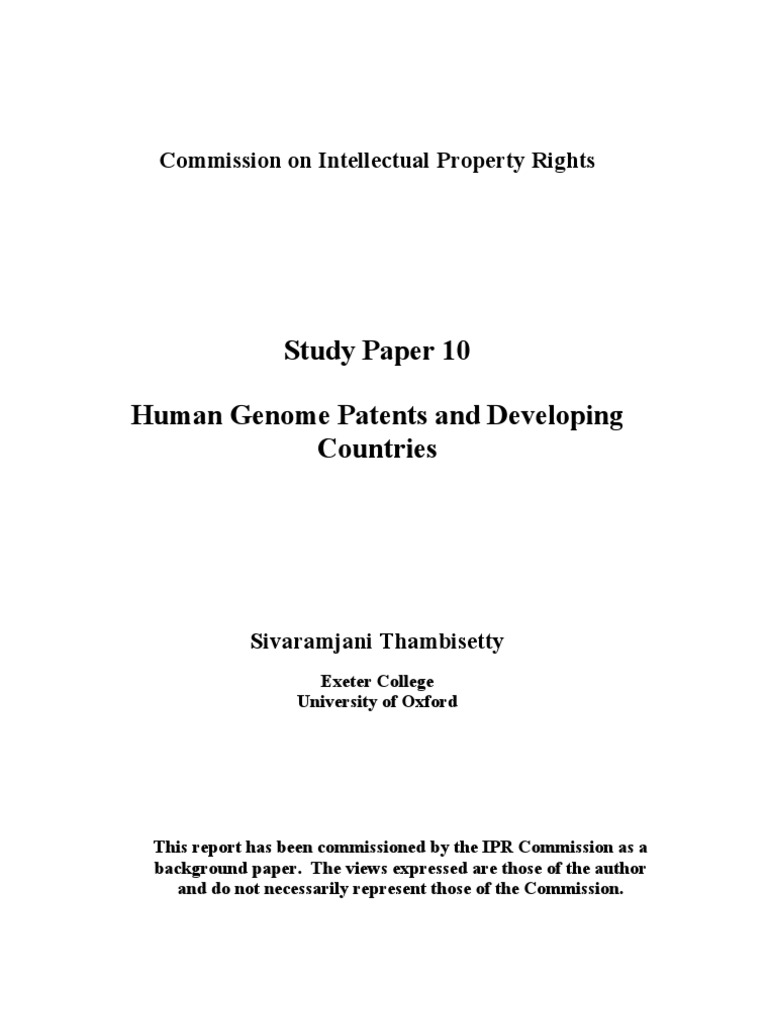 Study Paper 10 Human Genome Patents and Developing Countries | PDF ...