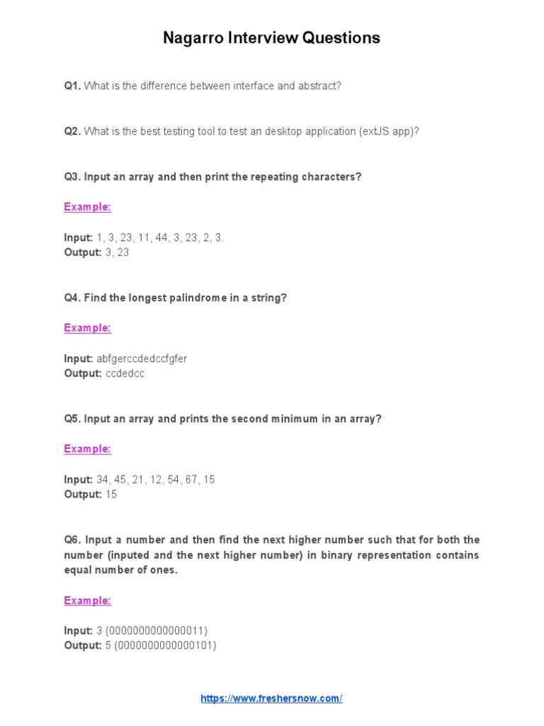 Nagarro Interview Questions | PDF