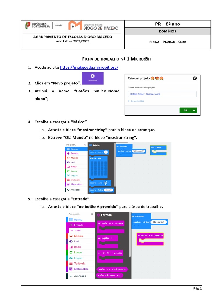 Micro:bit Ficha 1 | PDF