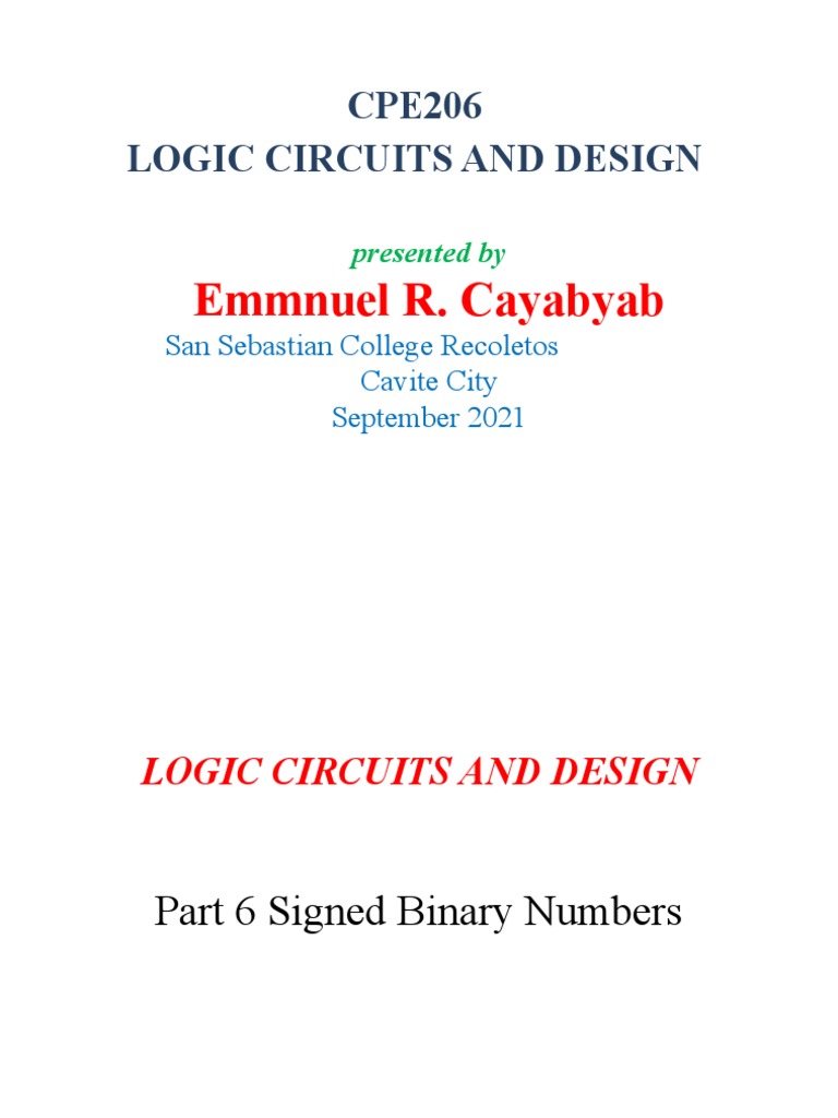 Part 6 Signed Binary Numbers | PDF | Teaching Methods & Materials