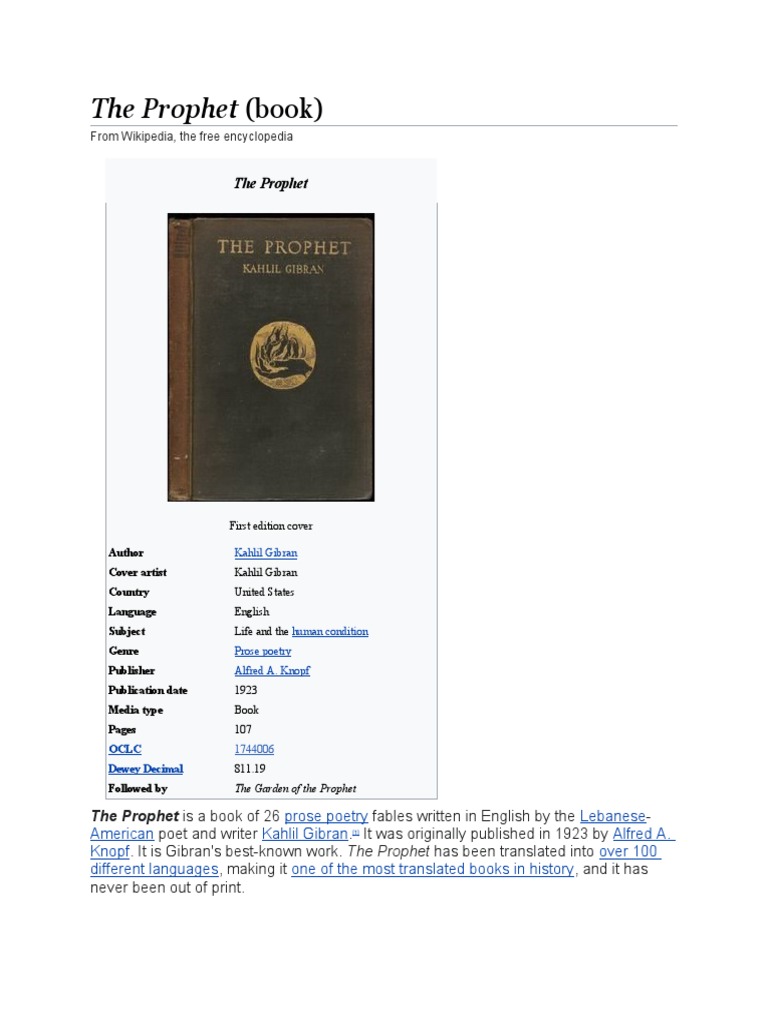 The Prophet Wiki | PDF | The Prophet (Book)