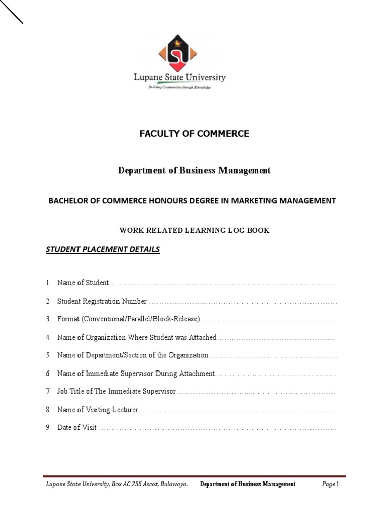 Student Work Placement Logbook for a Marketing Degree | PDF | Business
