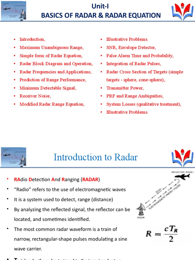 Basics of Radar & Radar Equation | PDF | Radar | Detector (Radio)