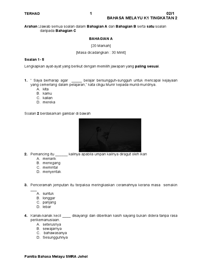 Soalan BM Kertas1 Tingkatan 2 2019 | PDF