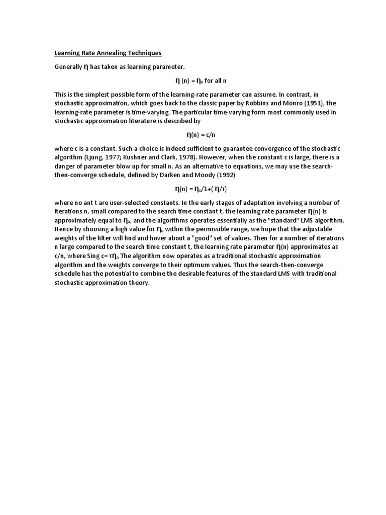 Learning Rate Annealing Techniques Pdf 