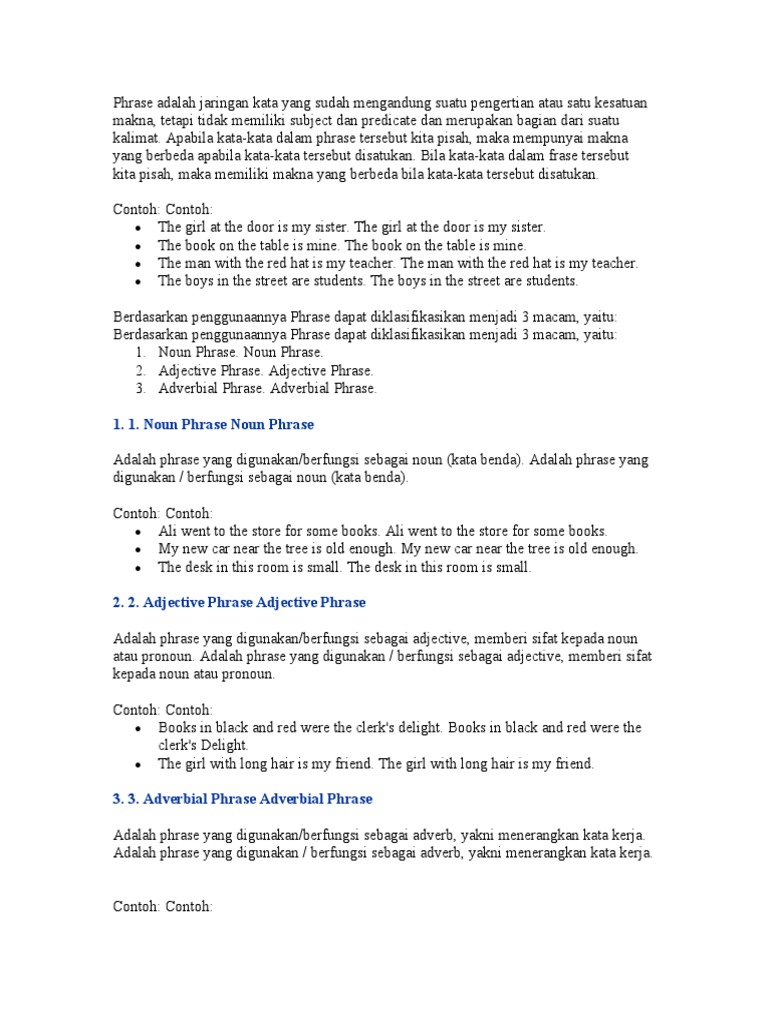 PHRASE (Tugas Syntax) | PDF | Adjektiva | Kata Keterangan