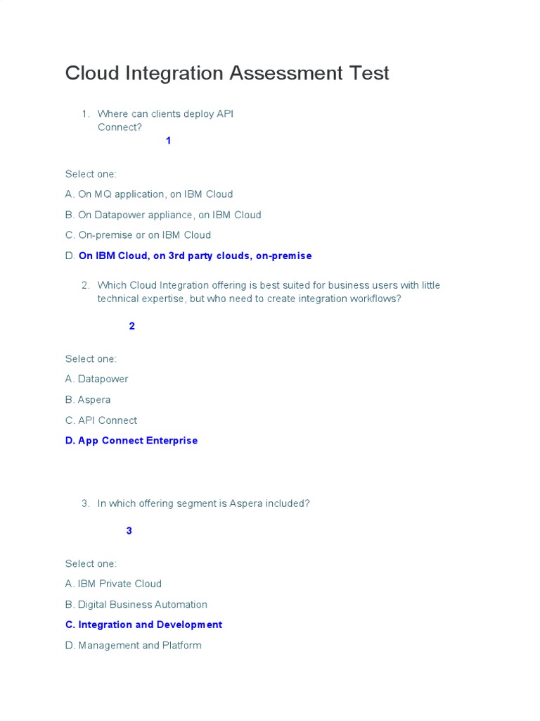 Cloud Integration Assessment Test | PDF | Cloud Computing | Platform As ...