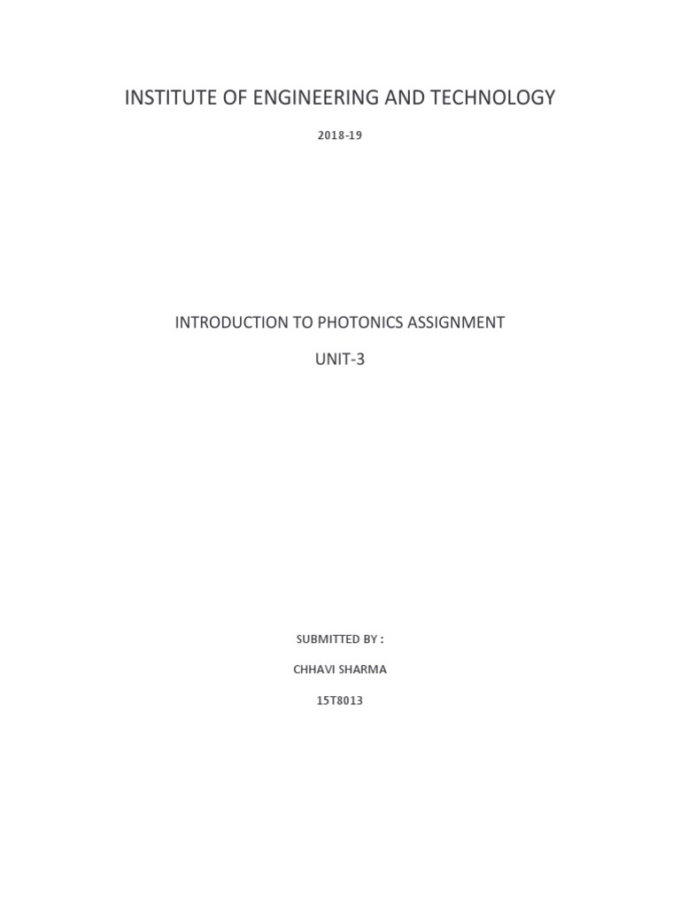 Unit 3 Introduction To Photonics | PDF | Optical Fiber | Laser