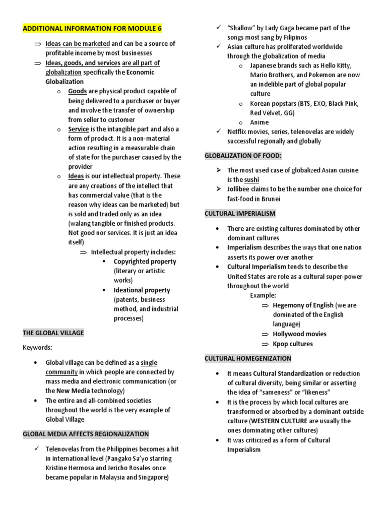 Additional Information For Module 6: Globalization | PDF | Intellectual ...