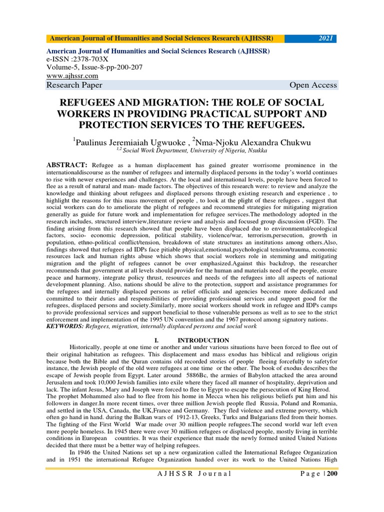 Refugees and Migration: The Role of Social Workers in Providing ...