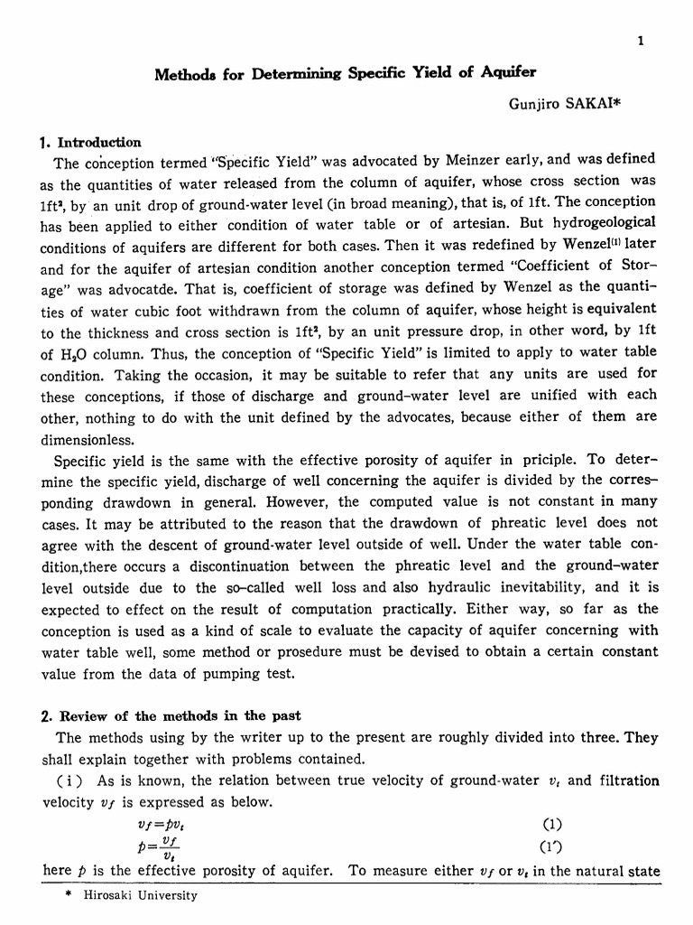 Aquifer Specific Yield Methods | PDF | Aquifer | Groundwater