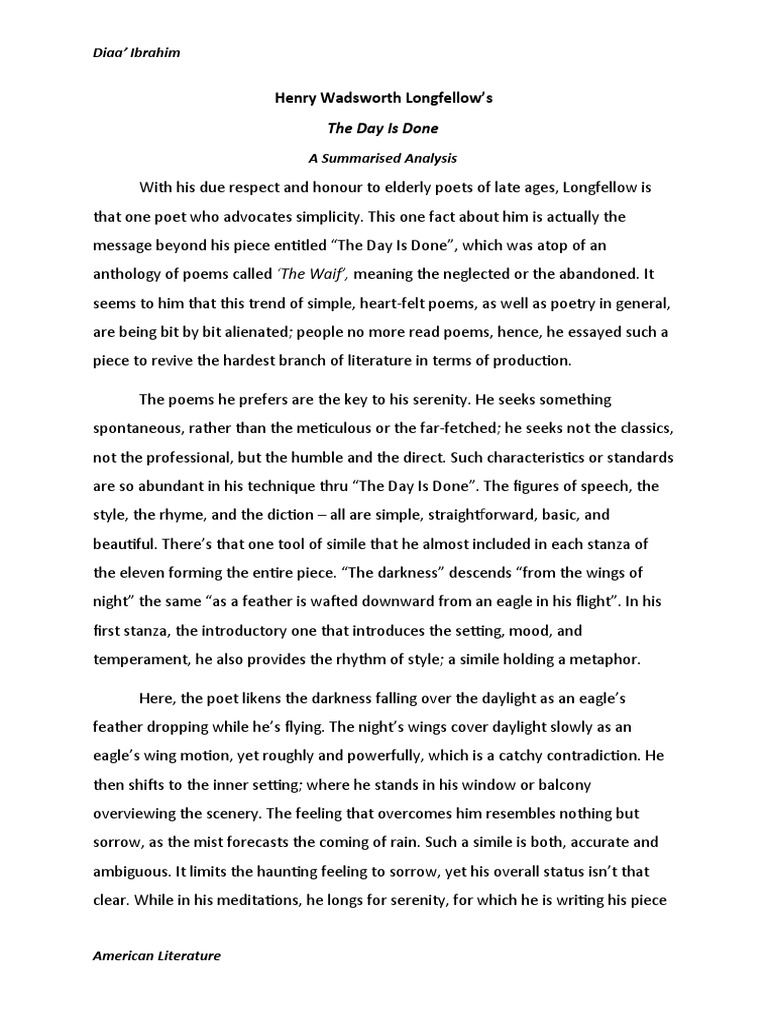 Longfellow's The Day Is Done | PDF | Poetry