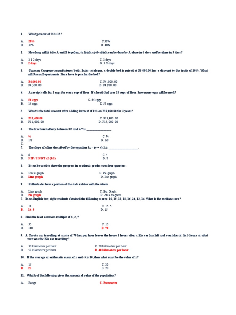 General Education Math Reviewer | PDF | Mean | Analysis